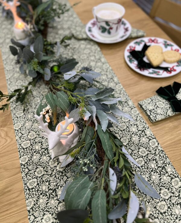 William Morris Mallow Forest Green Table Runner 36cm wide x 146cm long ...